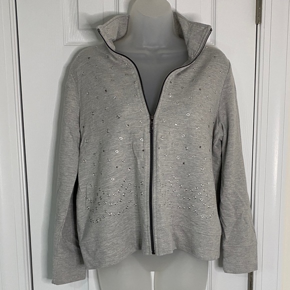 Onque Casuals | Tops | Onque Casuals Light Gray Zipup Jacket | Poshmark